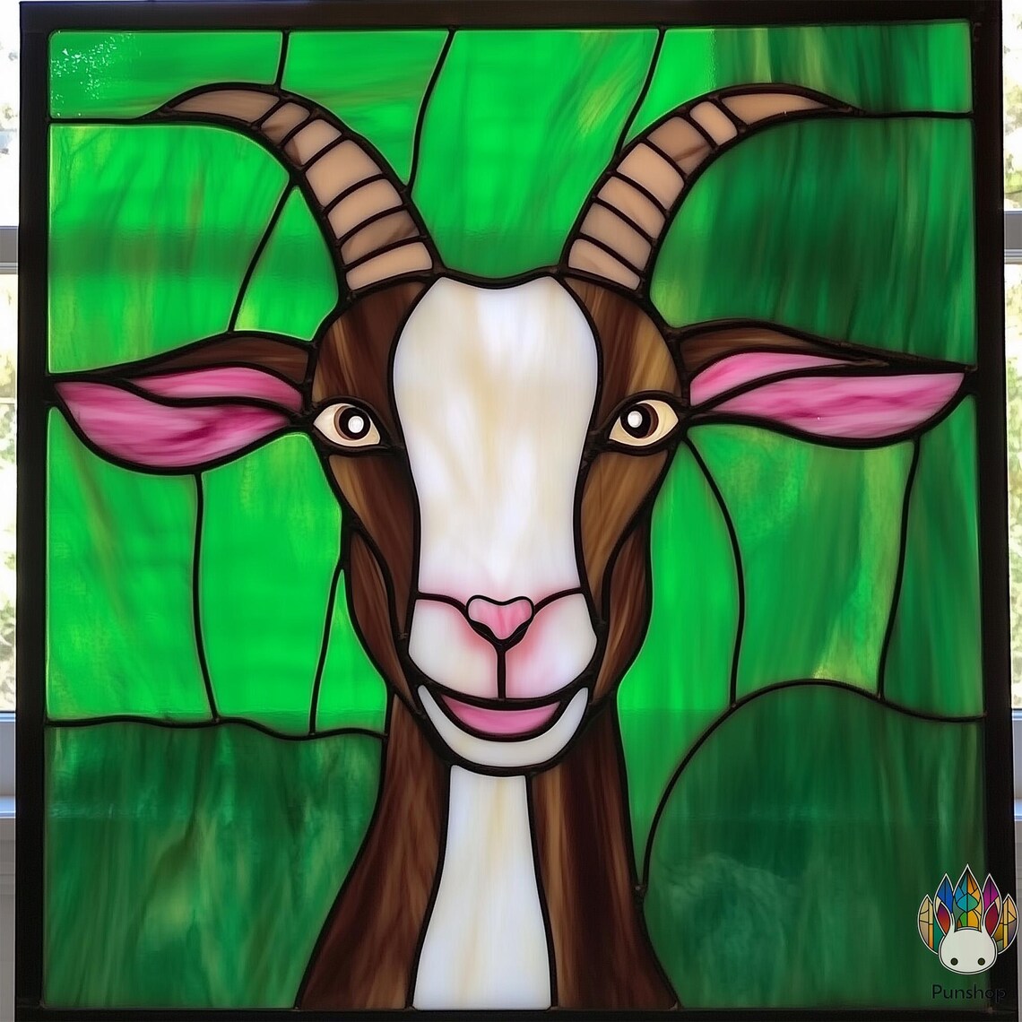 Digital Download Pattern Stained Glassnpun330 Goat , Diy Stained Glass ...