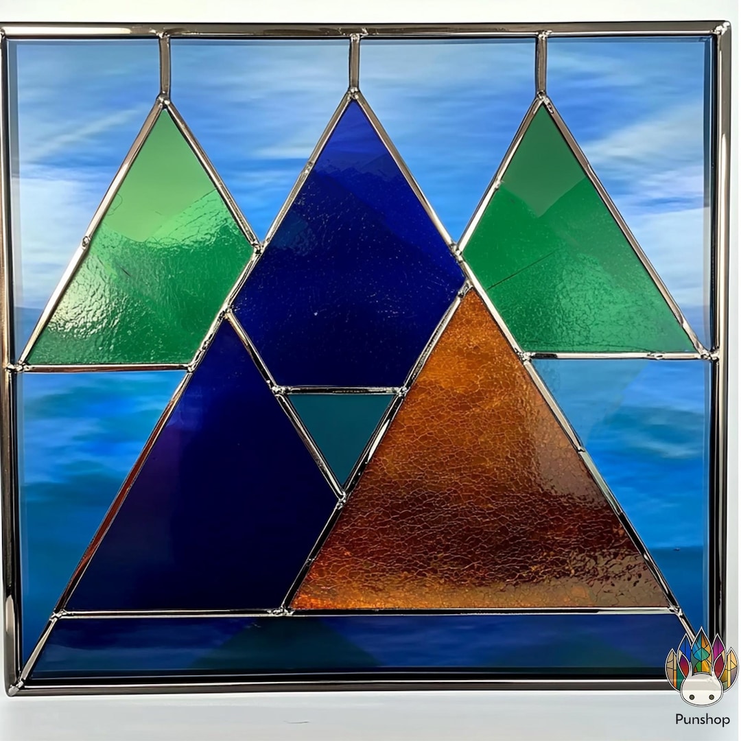 Pattern Stained Glass Abstract Triangle Stained Glass Panel PUN252 ...