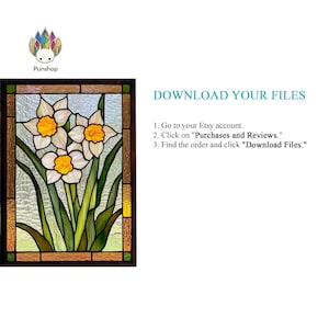 Digital Download PATTERNS Daffodil Flower Stained Glass Hanging Panel79 ...