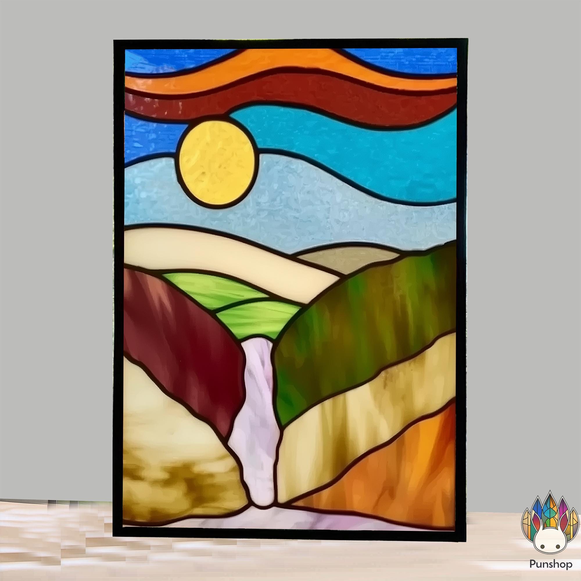 Digital Download Pattern Stained Glass Landscape Waterfall PUN 46 , Diy ...