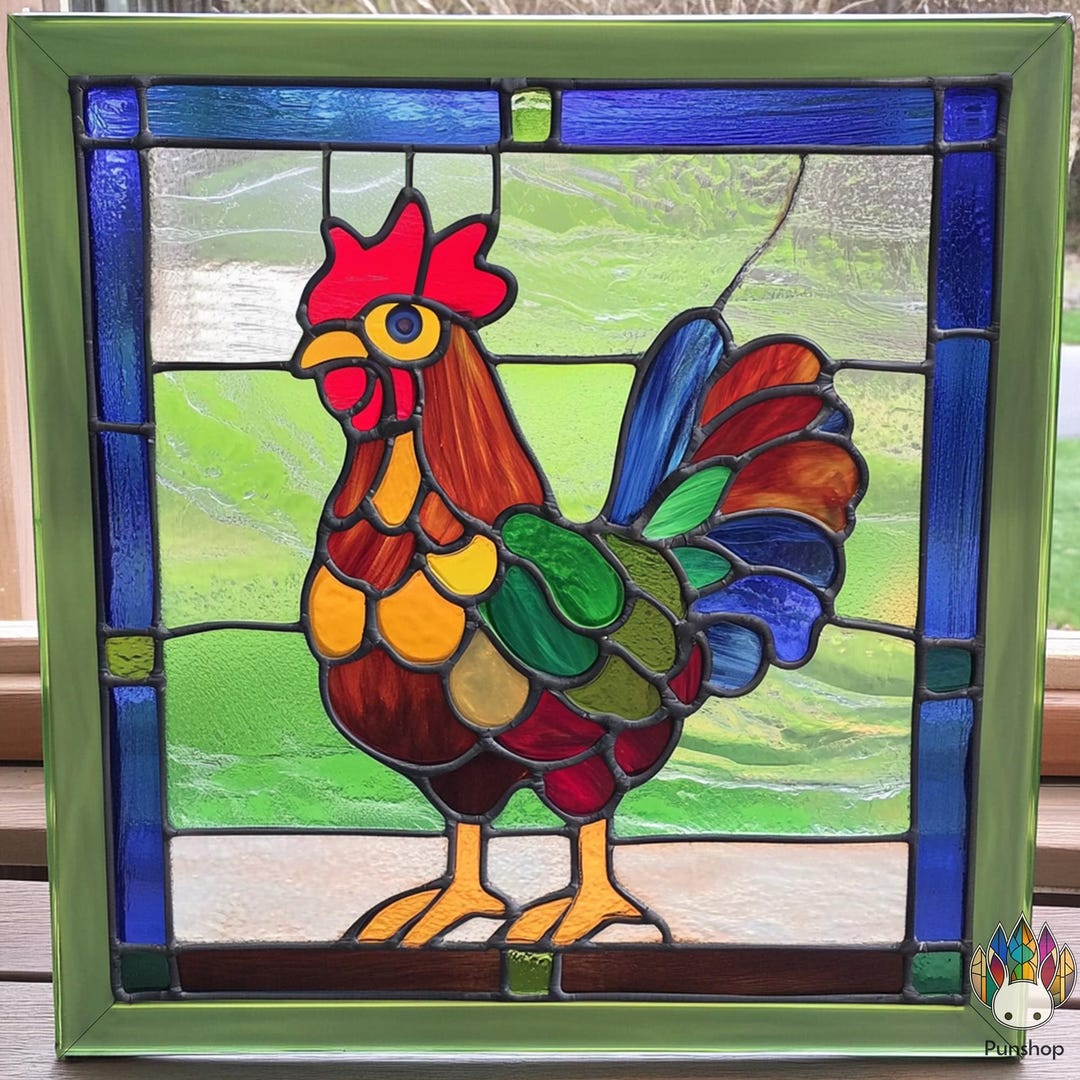 Digital Download Pattern Stained Glass Rooster PUN205 , Diy Stained ...