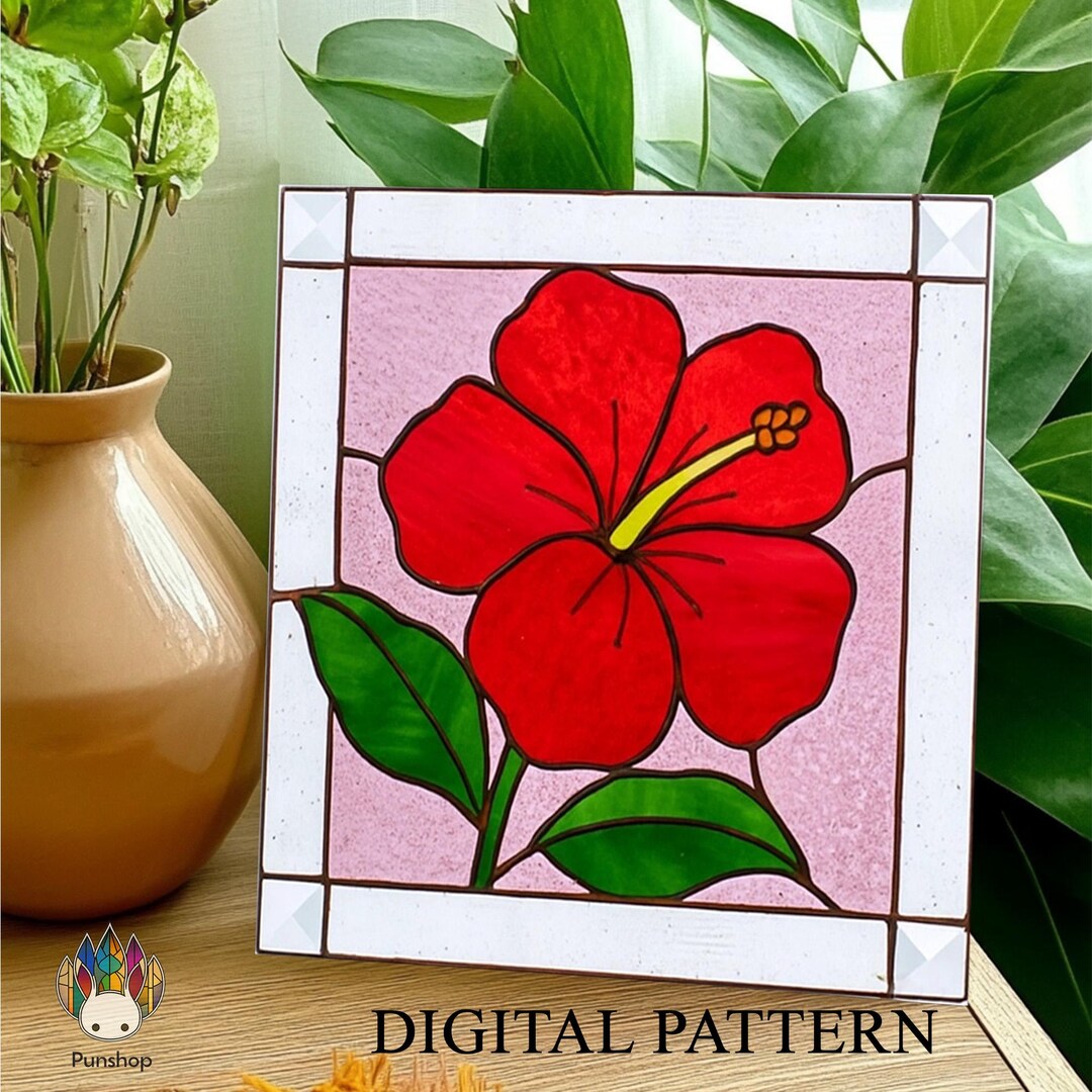 Digital Download Pattern Hibiscus NPUN372 , Diy Stained Glass Easy ...
