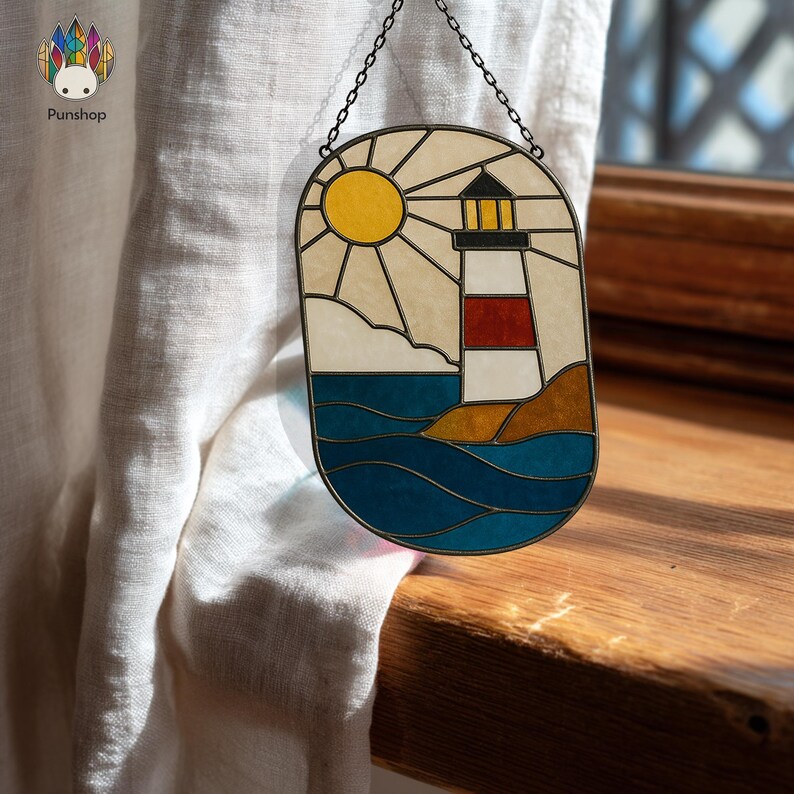 Digital Download Pattern Lighthouse ,stained Glass Panel, Stained Glass ...