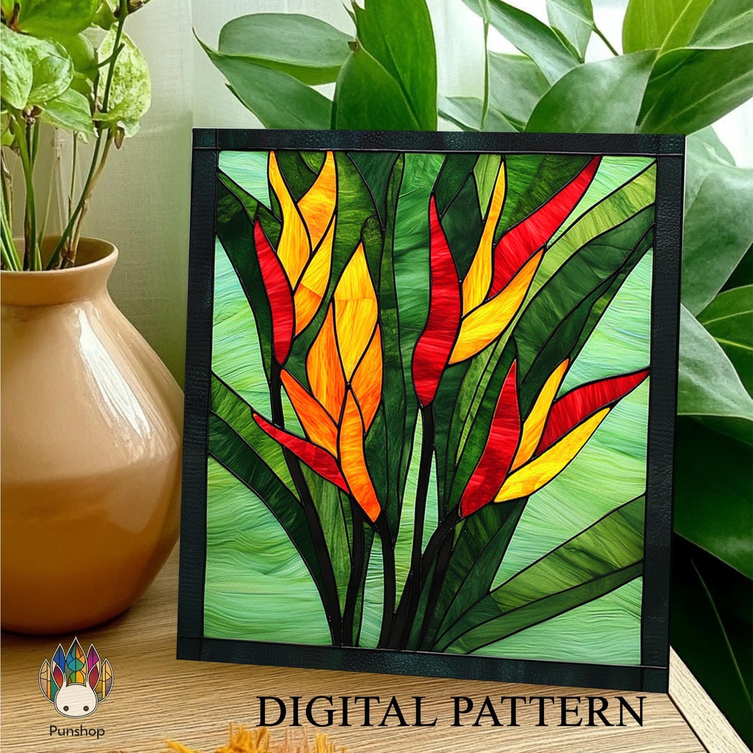 Digital Download PATTERNS Stained Glass Suncatcher Bird of Paradice PUN69 , Diy Stained Glass ...