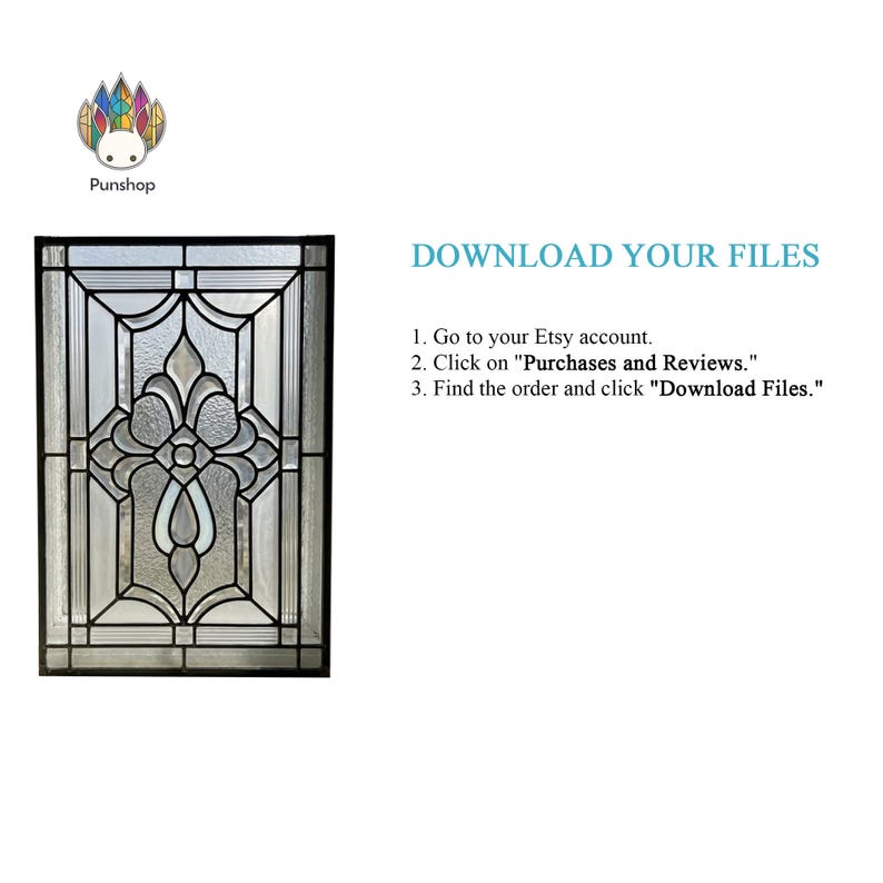 PUN858 Victorian Geometric Stained Glass Pattern, Classic Window Panel ...