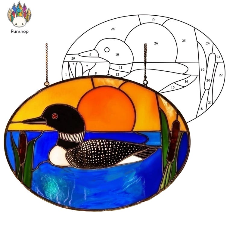 Digital Download Pattern NPUN412 Loon in Oval Wire Frame,diy Stained ...