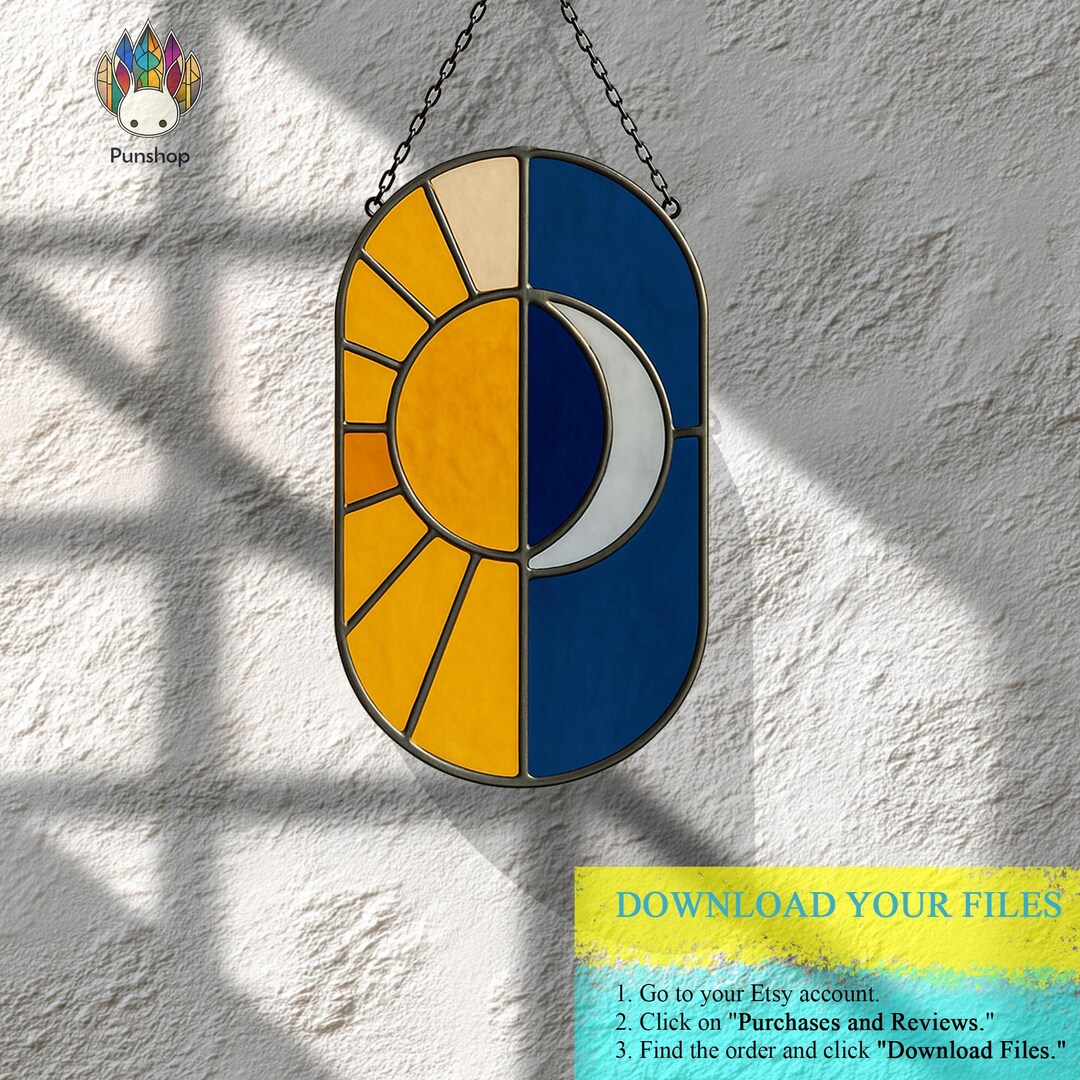 Digital Download Pattern Stained Glass Window Panels -stained Glass Sun ...