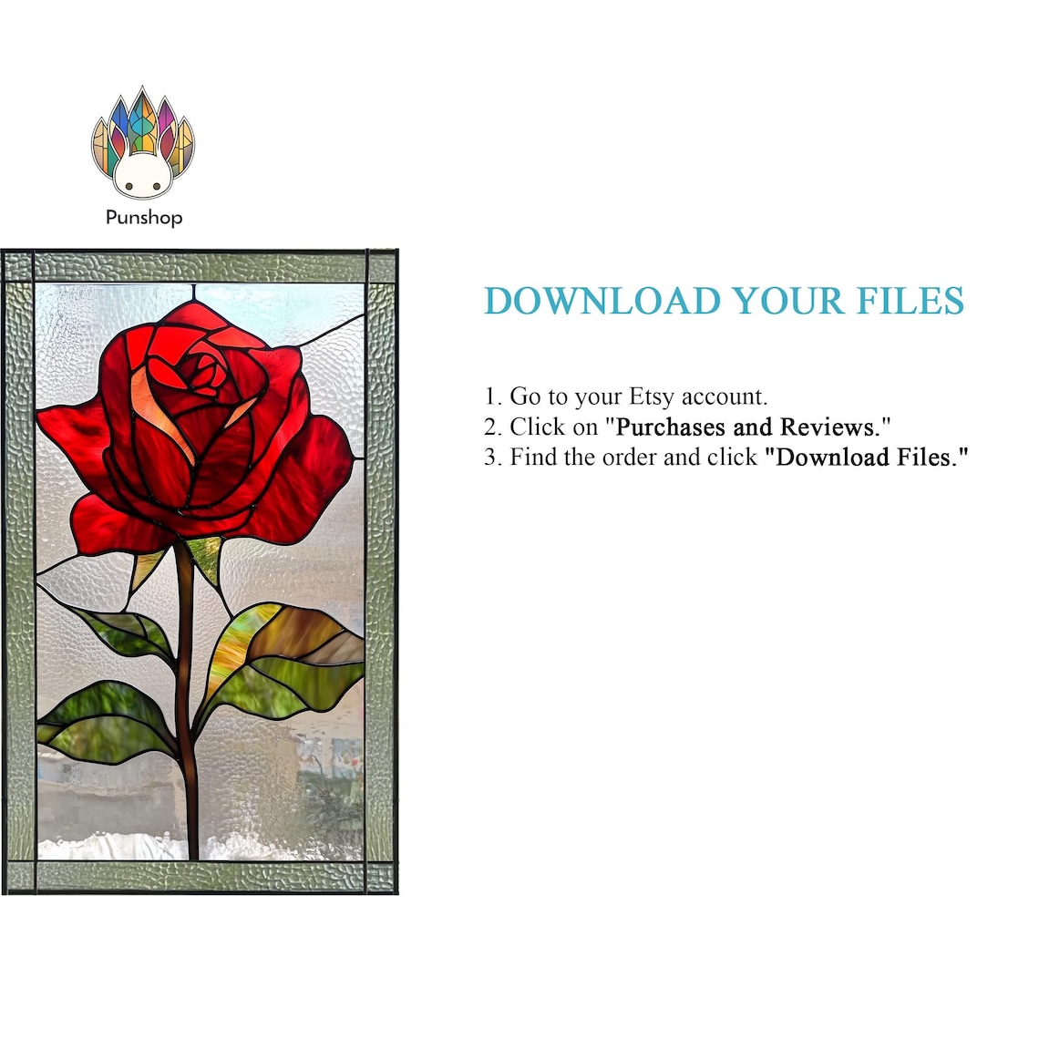 Digital Download PATTERNS Stained Glass Red Rose PUN56 , Diy Stained ...