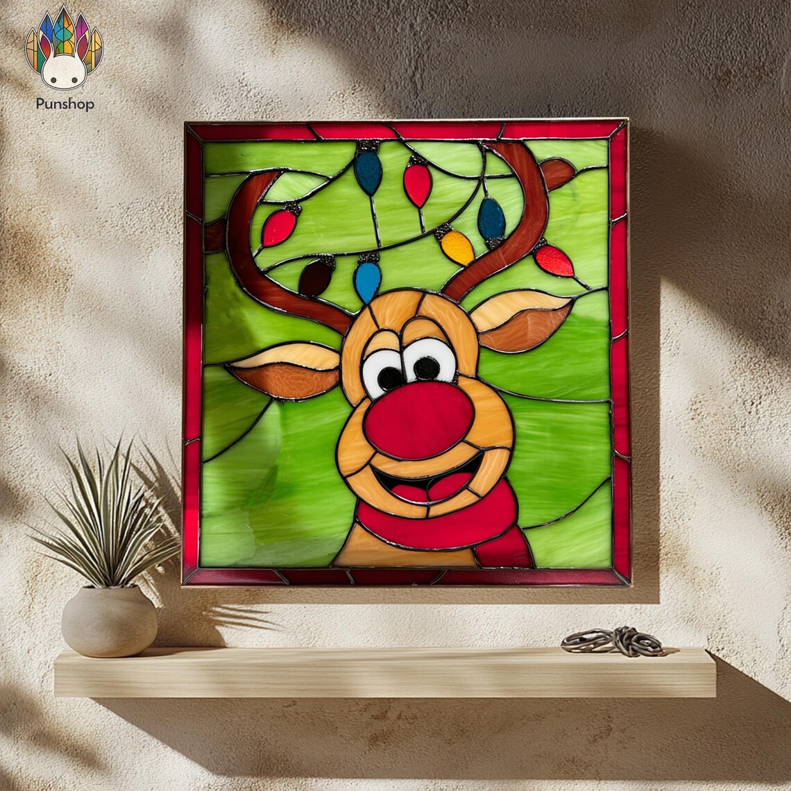 Digital Download PATTERNS, NPUN423 Santa's Reindeer Rudolf Stained ...