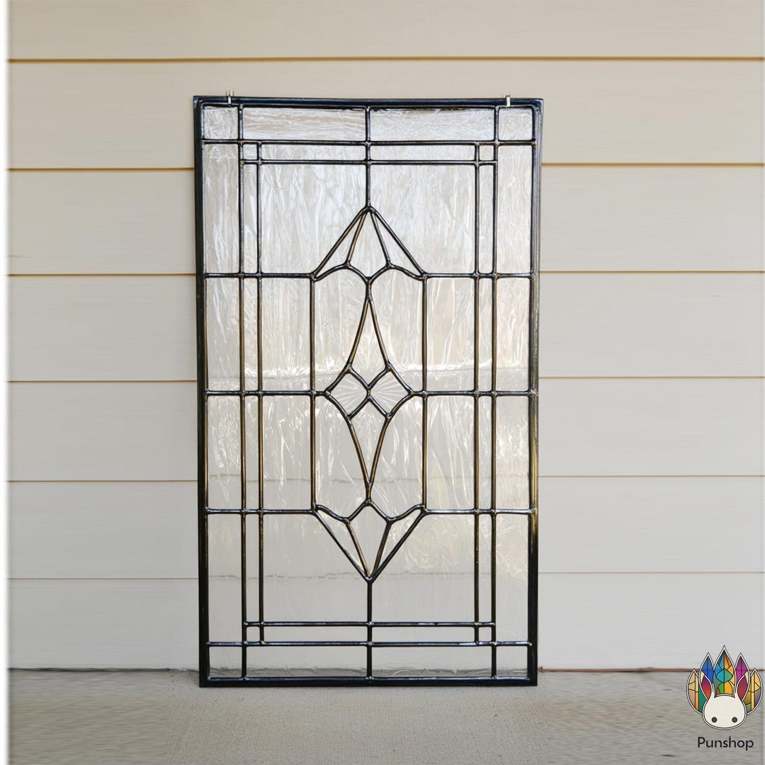 Digital Download PUN606 Geometric Stained Glass Pattern, Clear Beveled ...