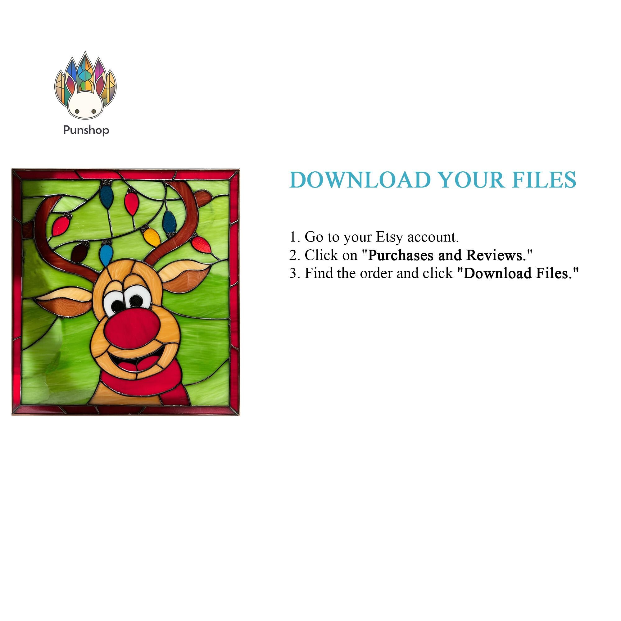Digital Download PATTERNS, NPUN423 Santa's Reindeer Rudolf Stained ...