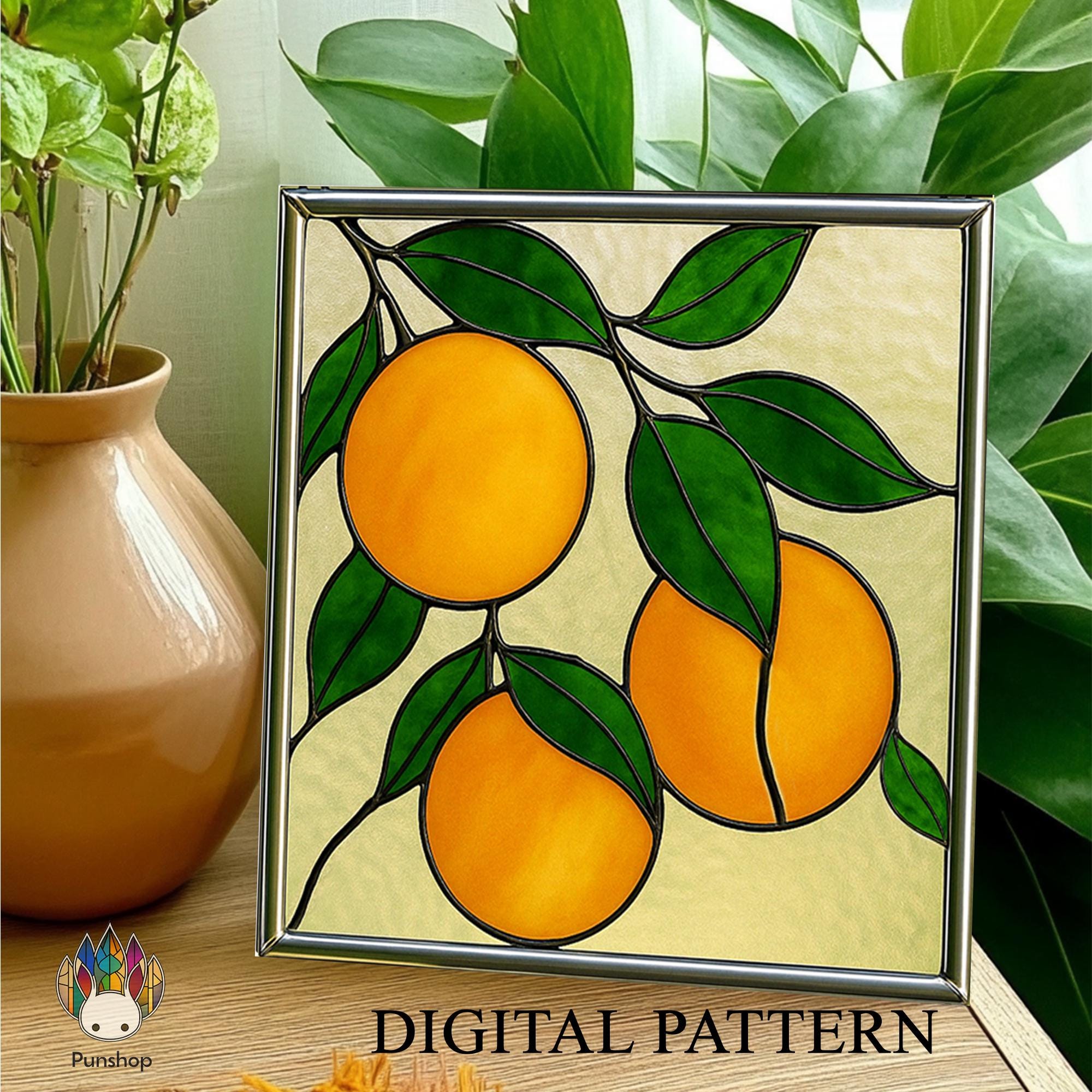 STAINED GLASS Pattern,orange Suncatcher PUN287, Diy Stained Glass Easy ...