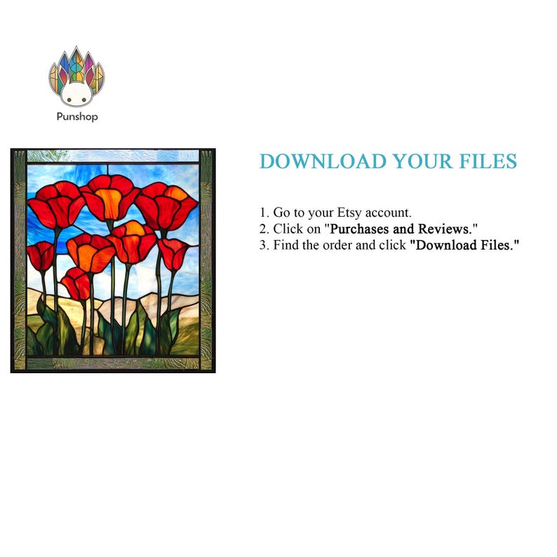 Digital Download PATTERNS California Red Poppy Stained Glass Panels ...