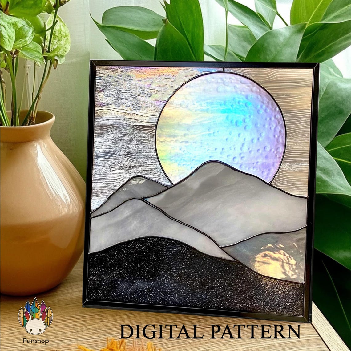 Digital Download Pattern Moonlight and Mountain PUN164 , Diy Stained ...