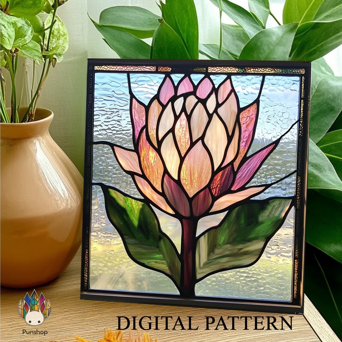 Digital Download PATTERNS South African Protea PUN160 , Diy Stained ...