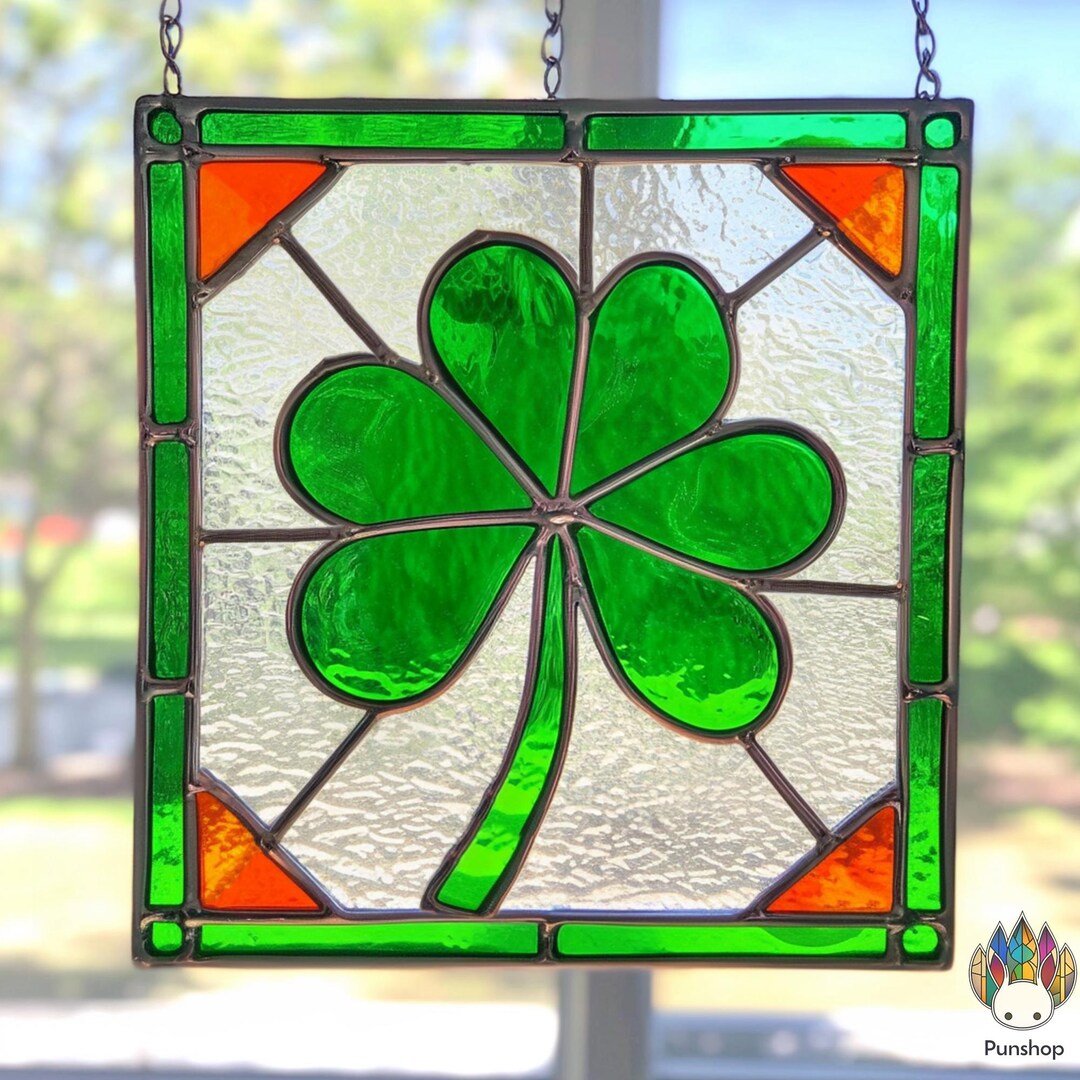 Digital Download Stained Glass Pattern Shamrock Stained Glass Pattern ...