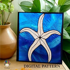 Digital Download Pattern Starfish Stained Glass PUN188, Stained Glass ...