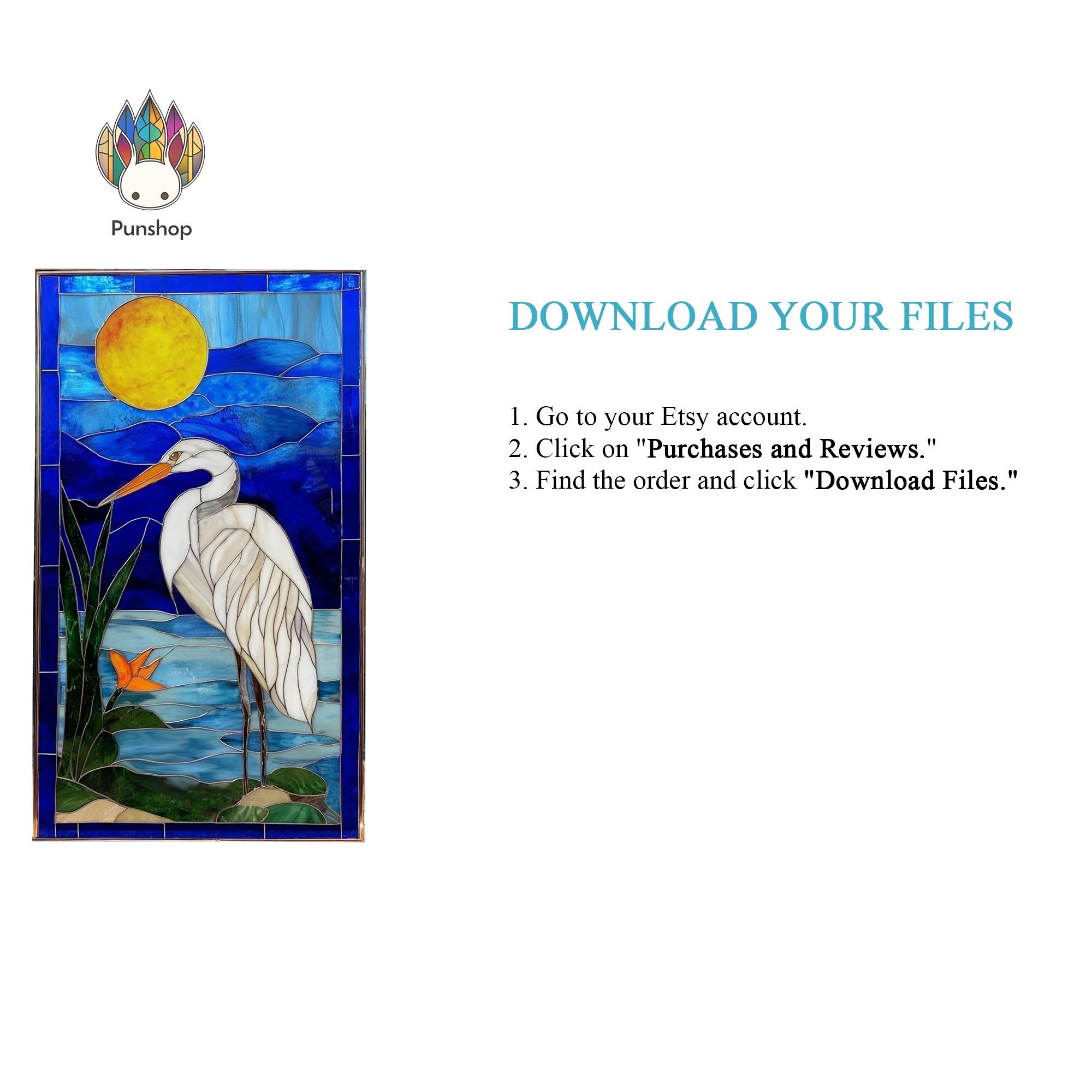 Digital Download Pattern PUN538 Egret Stained Glass Panel – White Heron ...