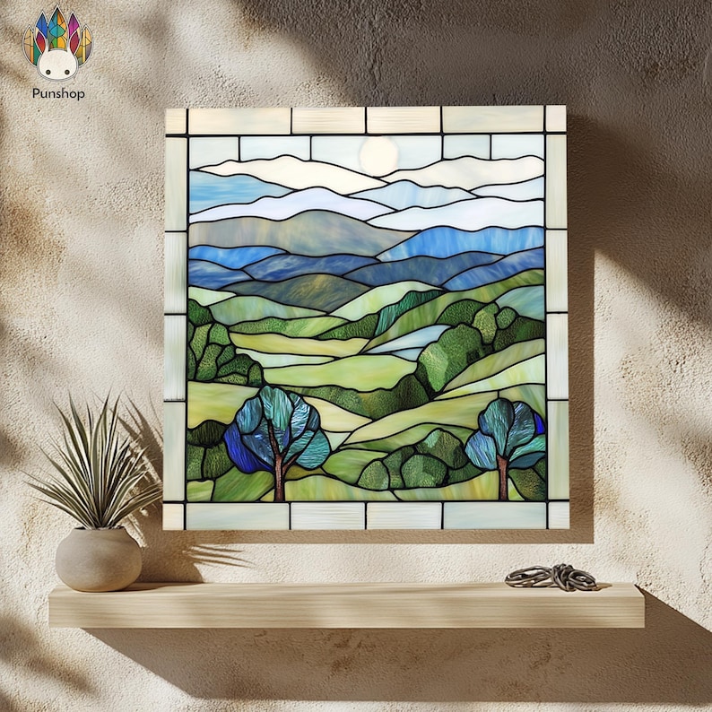 Pattern Mountain Landscape Stained Glass Suncatcher PUN 11 , Diy ...