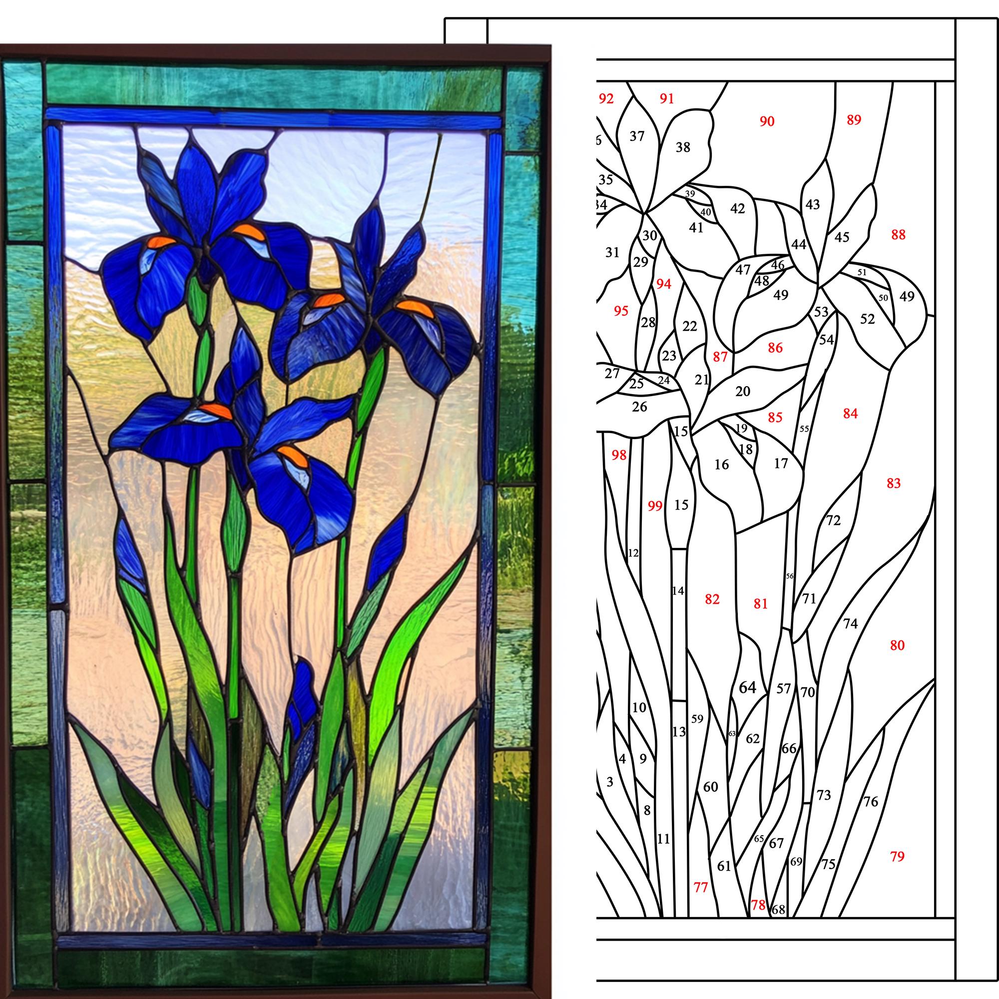 Digital Download PATTERNS Stained Glass Artwork Featuring Vibrant Blue ...