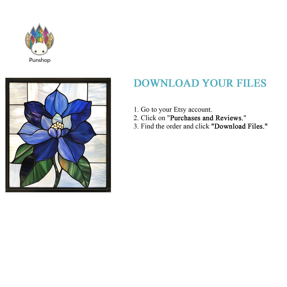 Digital Download PATTERNS Blue Flower ,stained Glass Window Panels ...