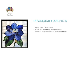 Digital Download PATTERNS Blue Flower ,stained Glass Window Panels ...