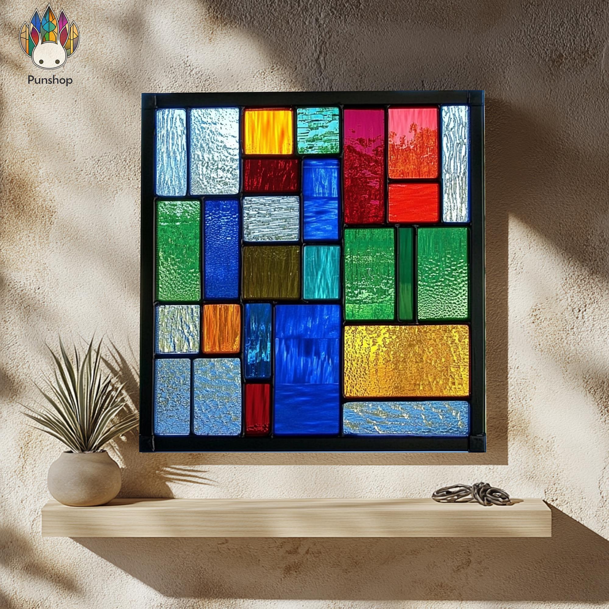 Digital Download Pattern Square Stained Glass Window Panel Multi Colors ...