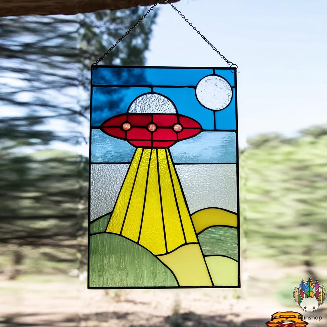 Digital Download PUN631 Stained Glass UFO Pattern – Alien Spaceship ...