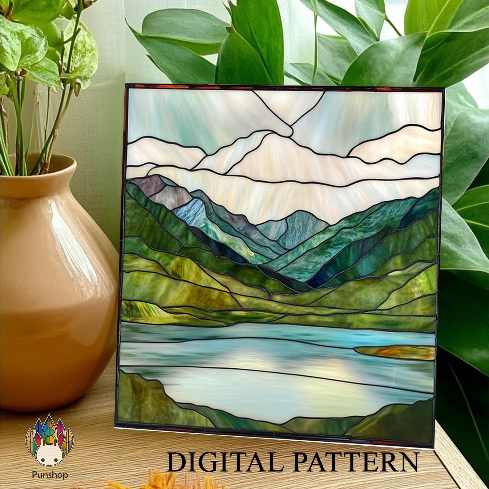 Mountain Landscape Stained Glass Suncatcher PUN 16 , Diy Stained Glass ...