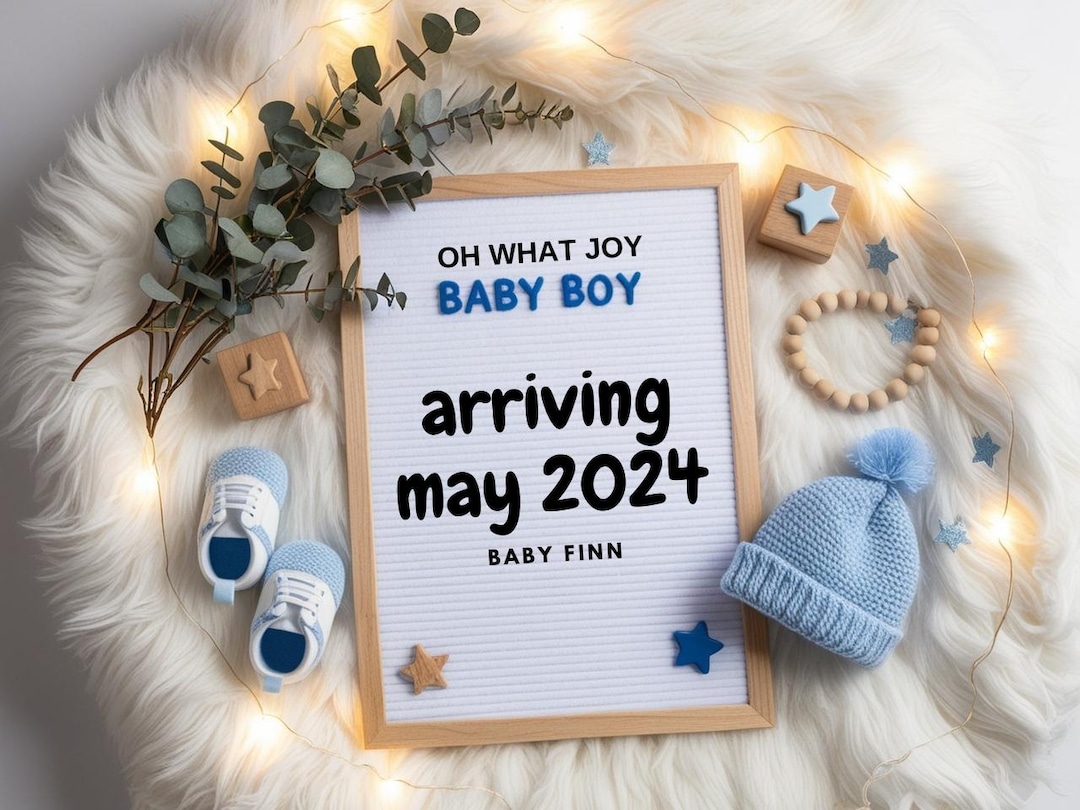 Classic Baby Boy Announcement Template - Customizable Felt Letter Board ...