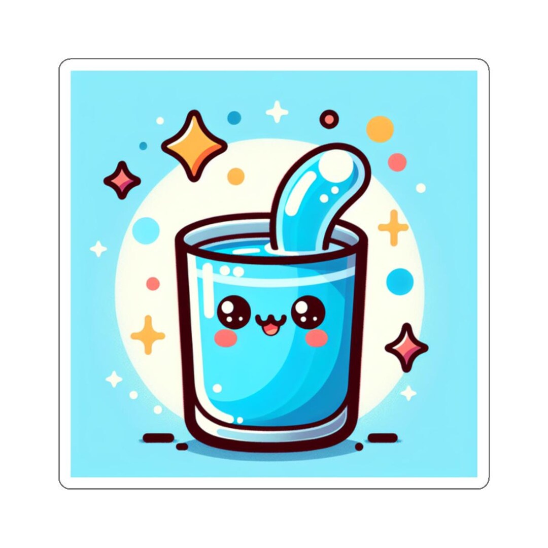 Happy Water Glass Sticker Cute Kawaii Hydration Vinyl Sticker for ...