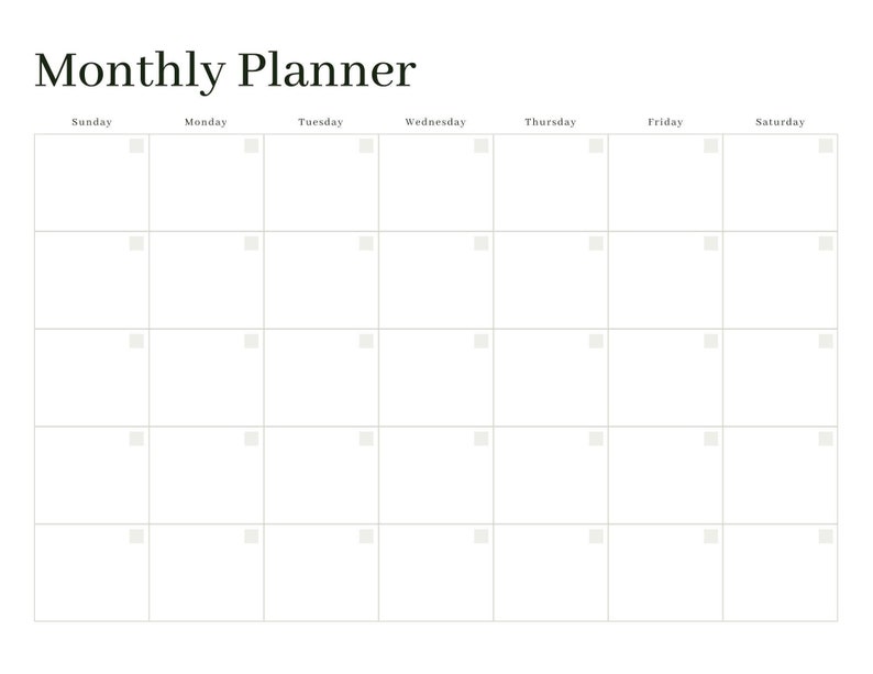 Undated Minimalist Monthly Planner | Customizable and Printable ...