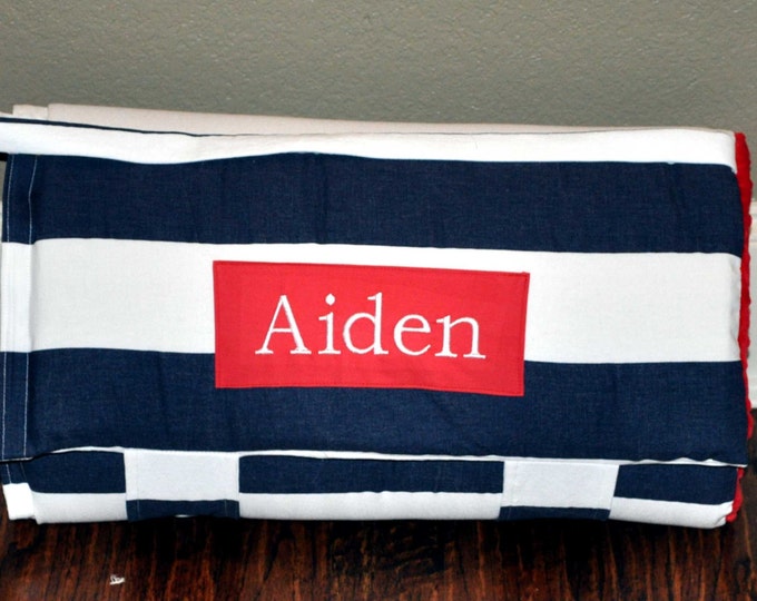 Nap Mat Monogrammed Navy and White Stripe Nap Mat With a - Etsy