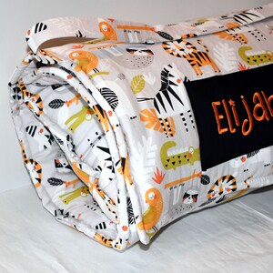 Jungle Animal Safari Zoo Grey Kids Nap Mat, Personalized Preschool ...