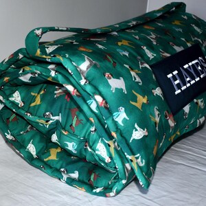 Animal Puppy Dog Park Forest Pet Kids Nap Mat With Navy Minky Dot ...