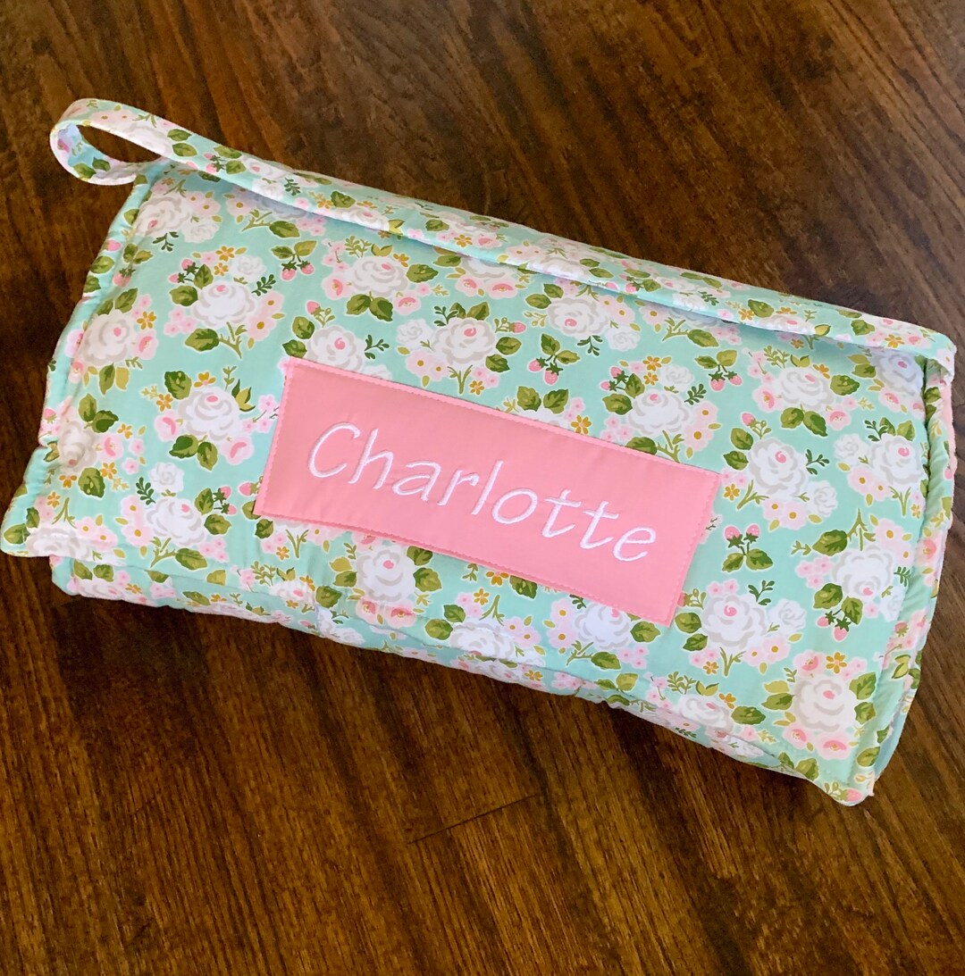Pink Mint Blooms Rose Garden Flower Kids Nap Mat, Personalized ...
