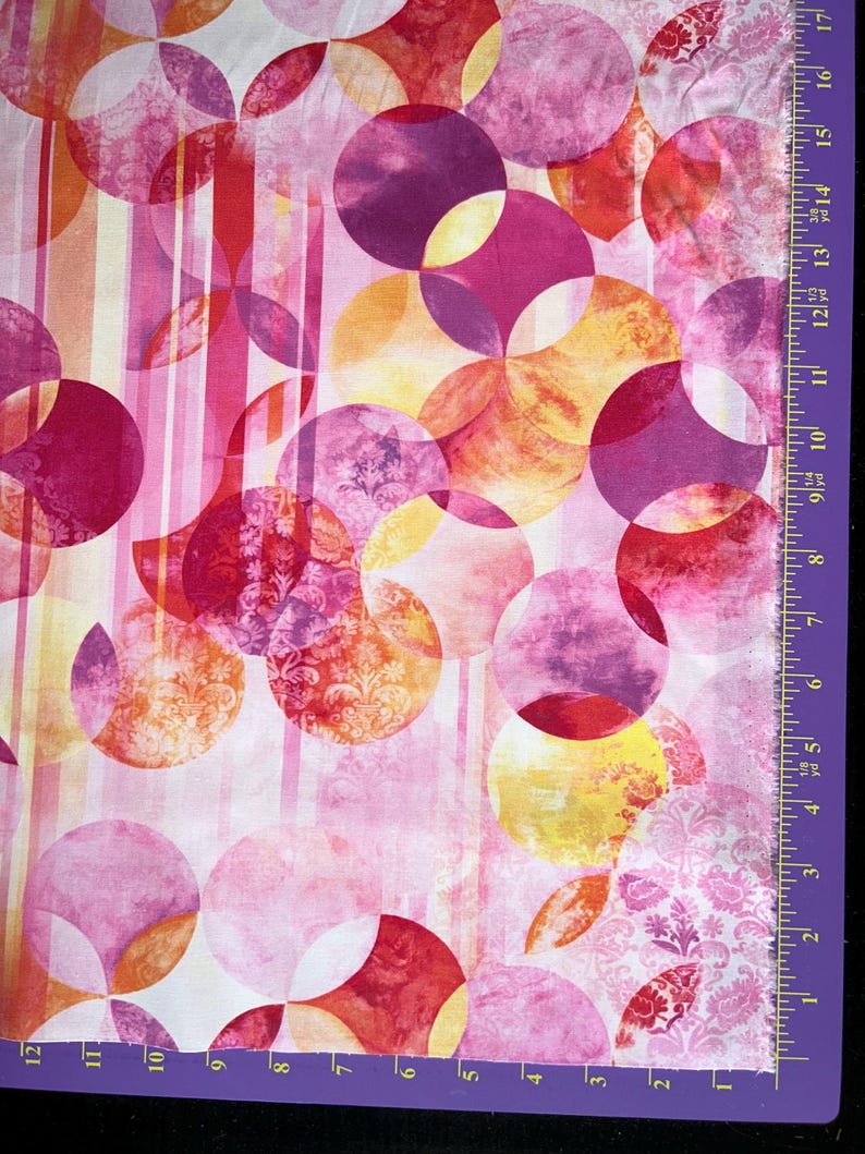Gradients Geometric Circles Parfait Fruit Punch Cotton Fabric ...
