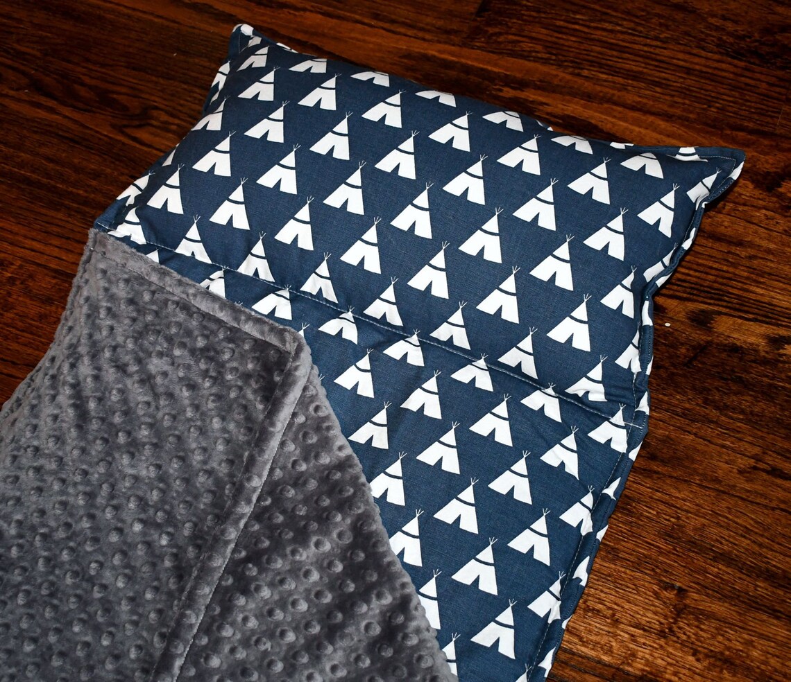 Navy Aztec Tepee Tent Kids Nap Mat, Personalized Preschool Kinder ...