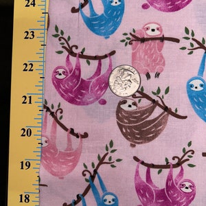Just Hanging All Over Sloths in Pink Cotton Fabric, Girl Sloth Animal ...