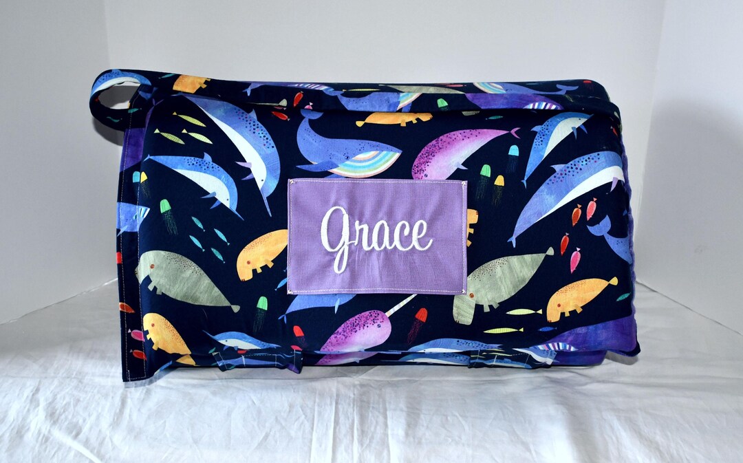 Whale Fish Friends Nautical Ocean Sea Kids Nap Mat With Purple Minky ...