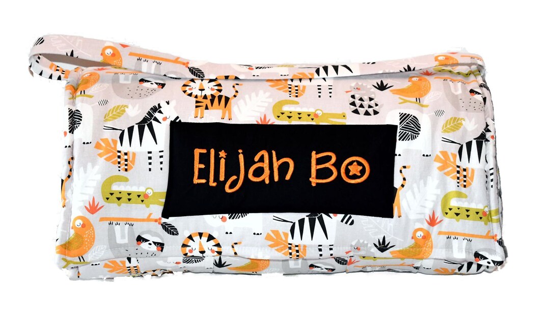 Jungle Animal Safari Zoo Grey Kids Nap Mat, Personalized Preschool ...