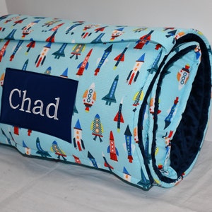 Rocket Ship Outer Space Kids Pre-k Nap Mat, Personalized Preschool ...