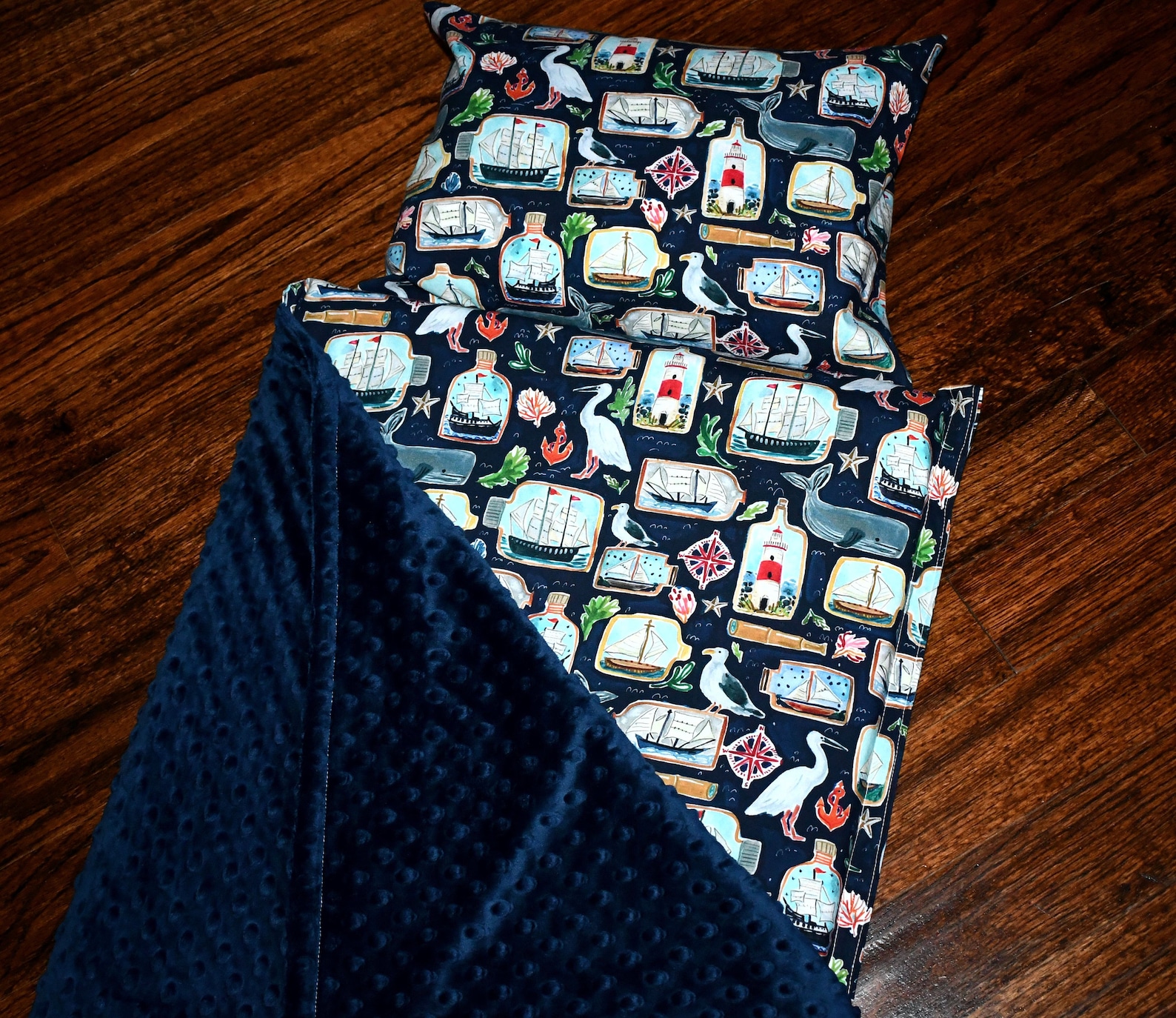 Nautical Sea Ship Bottle Whale Kids Nap Mat With Navy Minky - Etsy