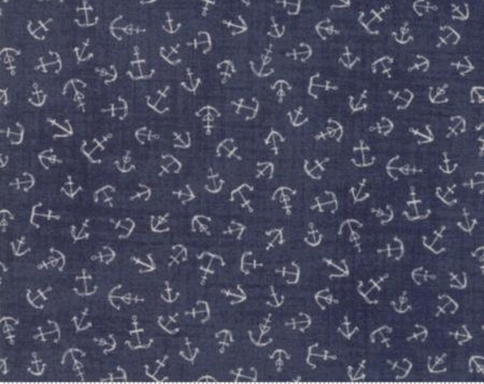 Ahoy Me Hearties Ocean Anchors on Navy Cotton Fabric, Nautical Sailing ...
