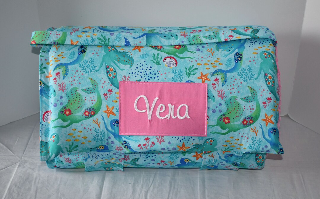 Aqua Mermaid Nautical Ocean Sea Memory Foam Kids Nap Mat With Pink ...