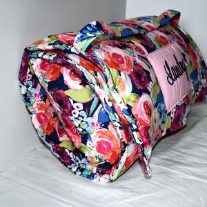 Watercolor Painted Blooms Garden Floral Flower Kids Nap Mat With Pink ...