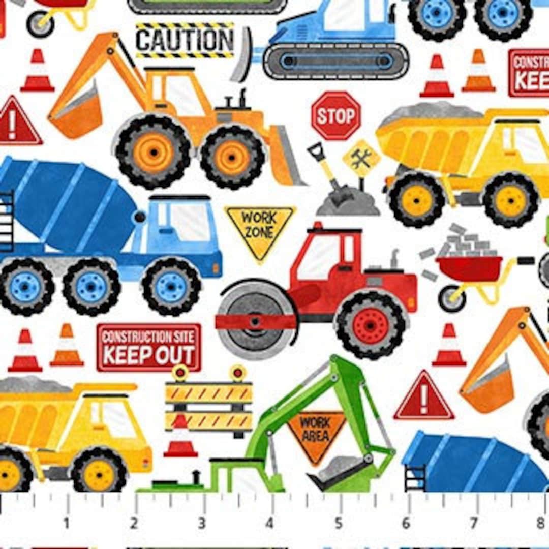 Bulldozer Dig Construction Work Zone Trucks Kids Nap Mat With Grey ...