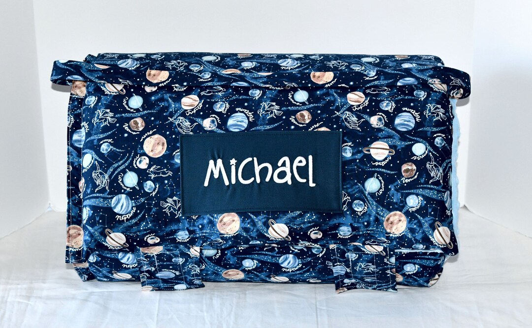 Space Solar System Planets Memory Foam Kids Nap Mat With Lt Blue Minky ...