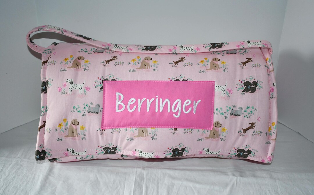 Pink Doggy Animal Puppy Dog Pet Flower Floral Garden Kids Nap Mat and ...