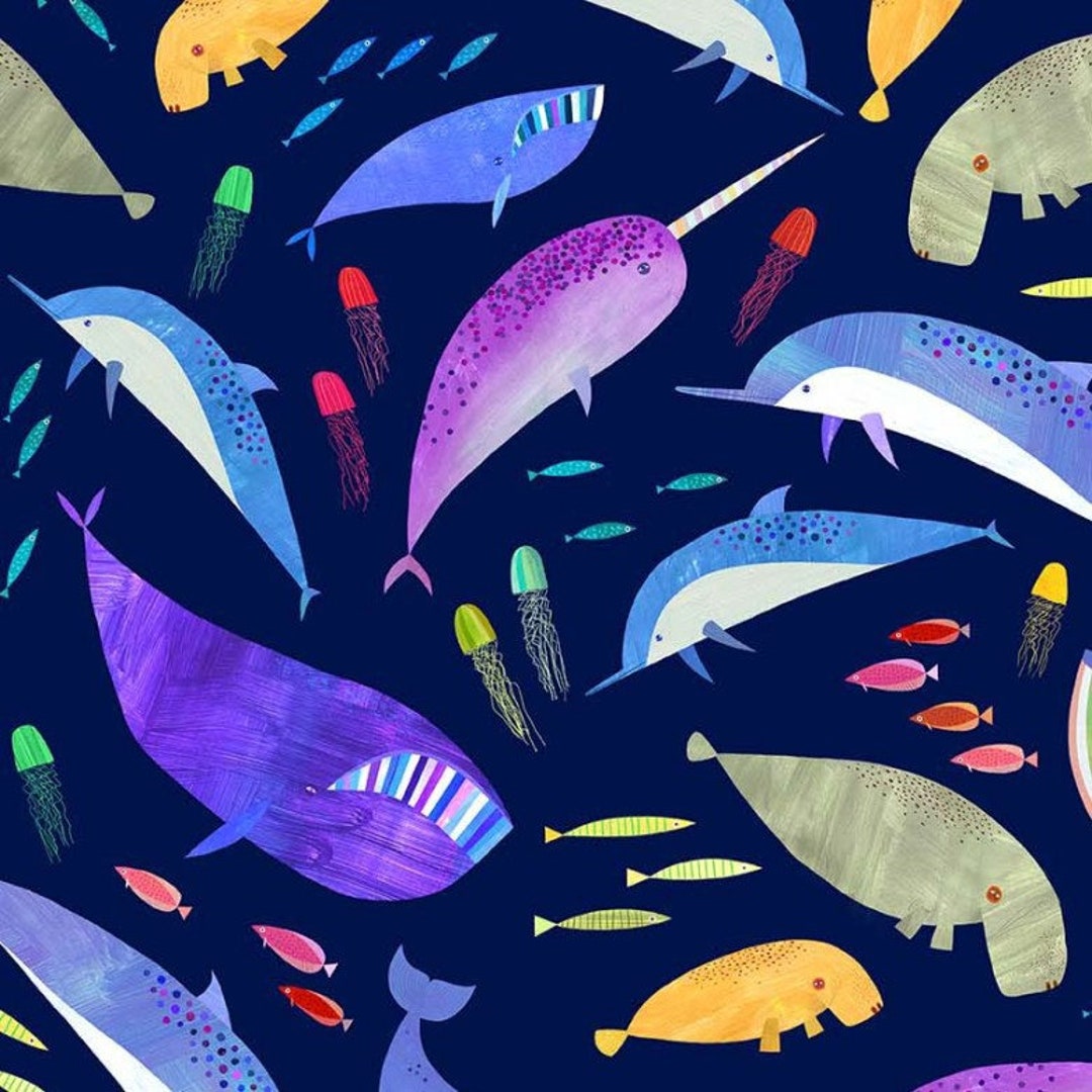 Whale Fish Friends Nautical Ocean Sea Kids Nap Mat With Purple Minky ...